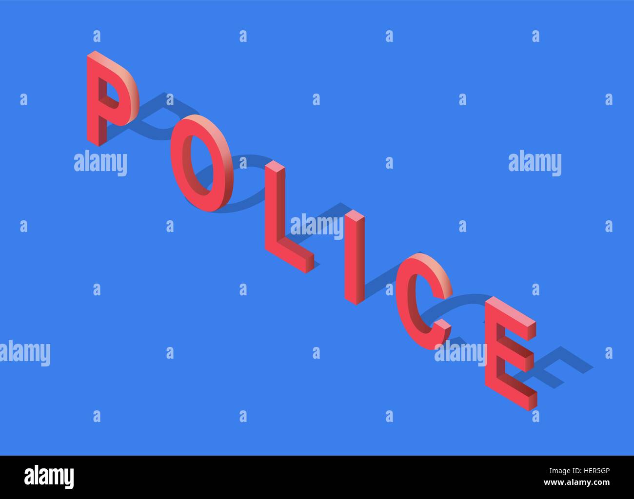 Isometric 3D Police Text. Police text. Flat 3d isometric high quality ...