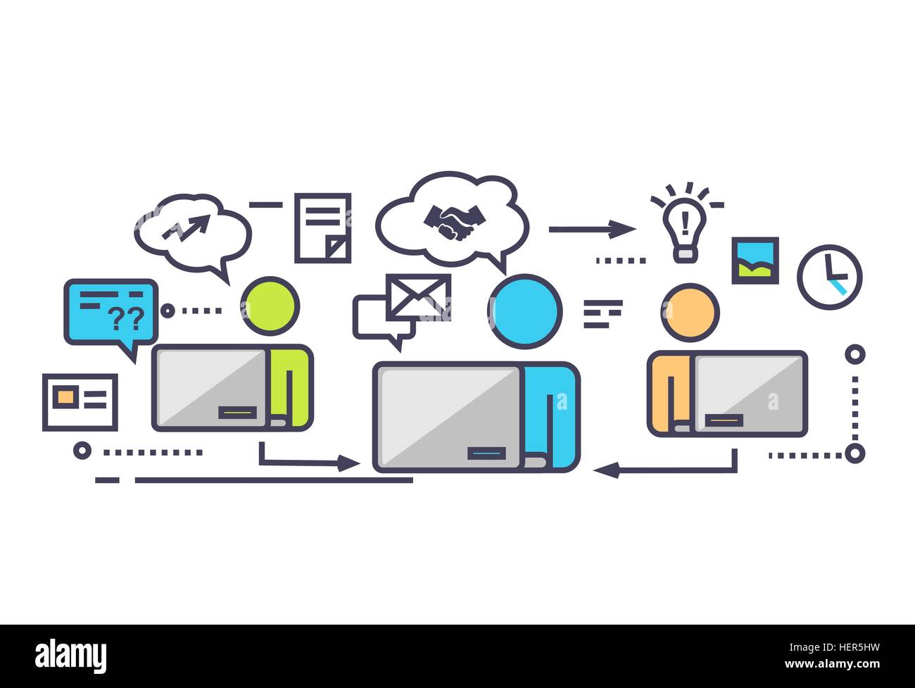 Icon flat style design working group. Business work, people team ...