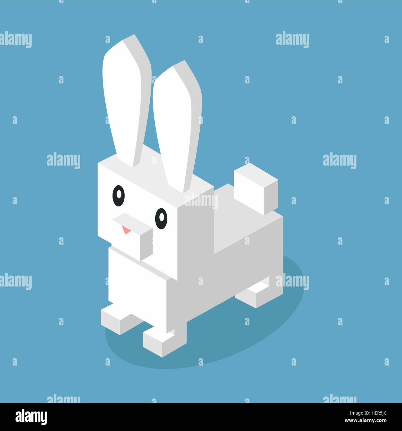 Wild animal hare, rabbit isometric 3d. Wild animals isolated, hare ...