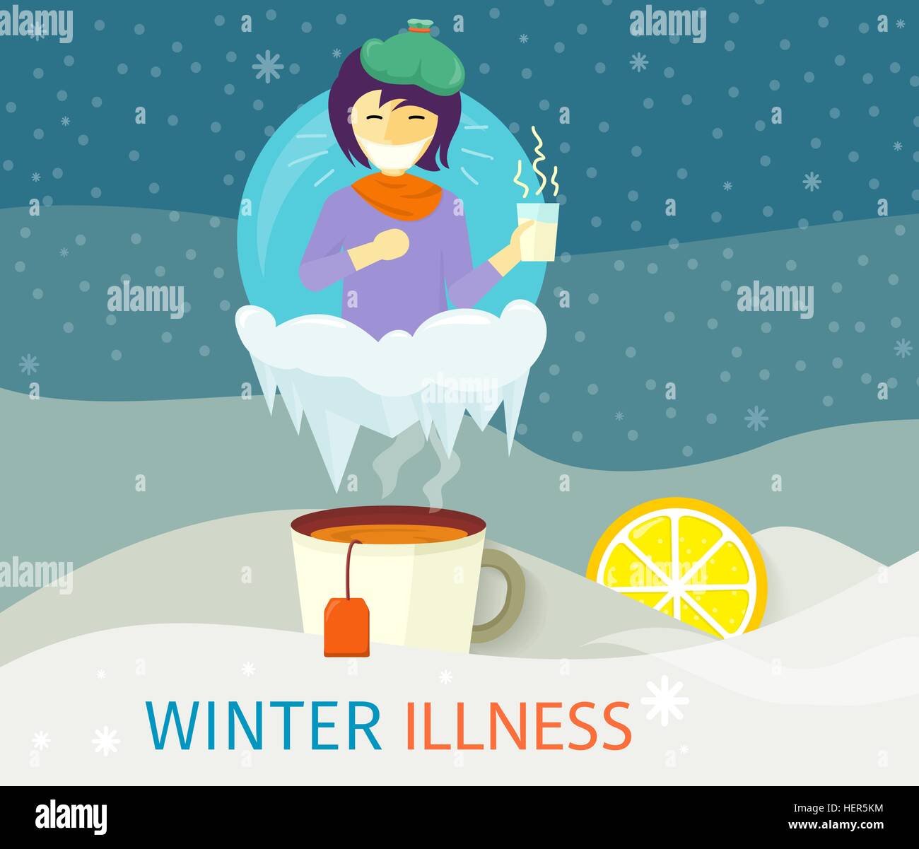 Winter illness season people design. Cold and sick, virus and health ...