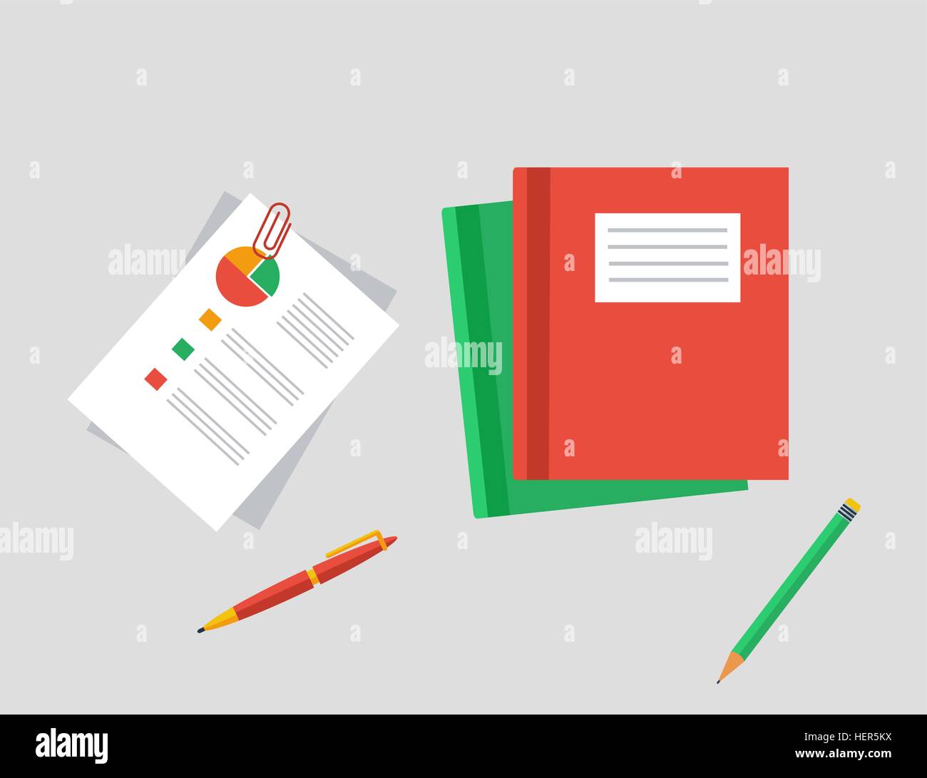 Work table tablet and document design flat. Work and tablet, workplace ...