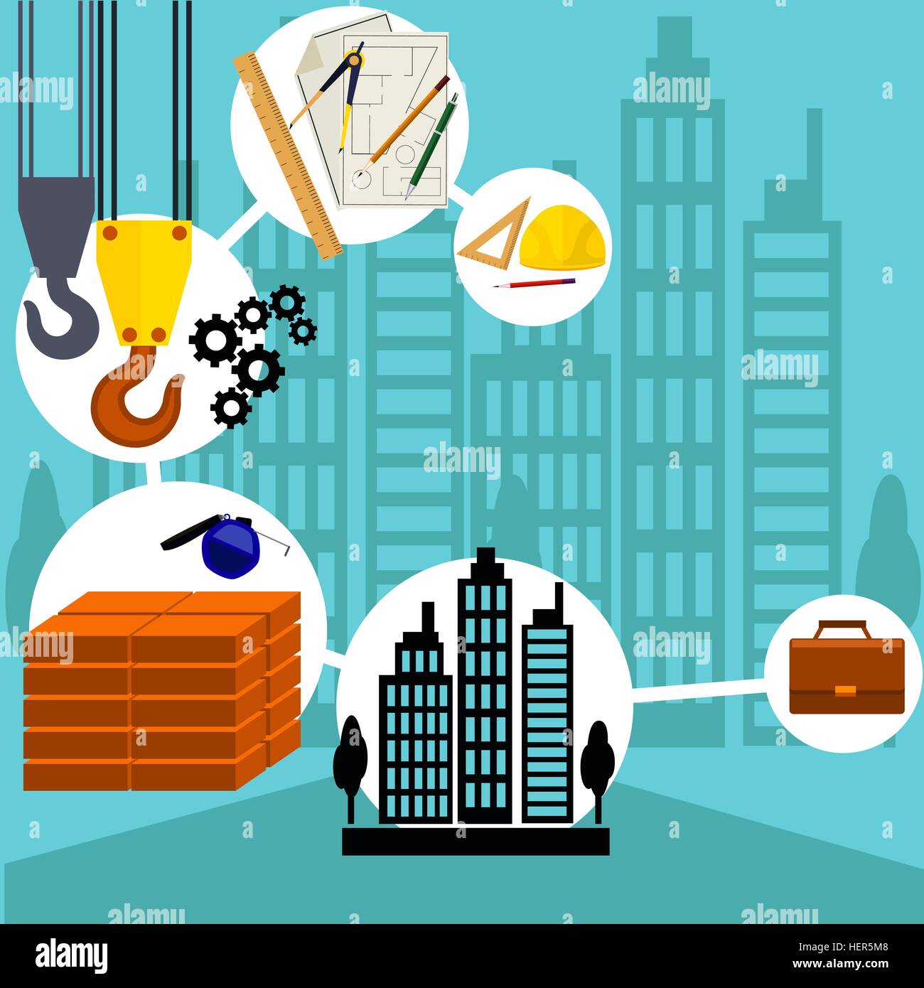 Building process. Success engineer. Building process flow, construction ...