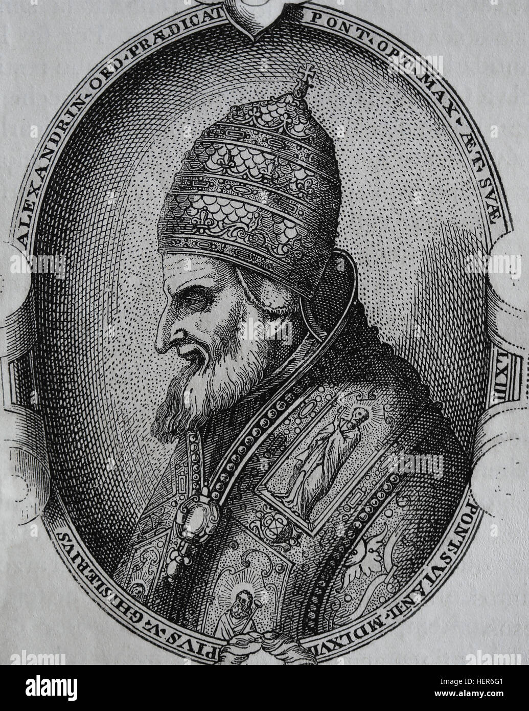 Pope Saint Pius V (1504-1572). Pope from 1566-1572. Portrait. Engraving ...