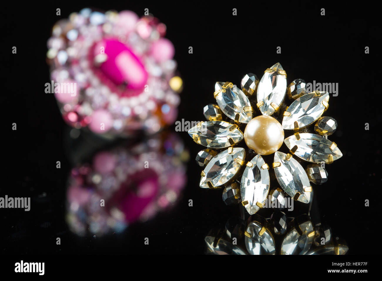 Diamond Ring in black background Stock Photo - Alamy