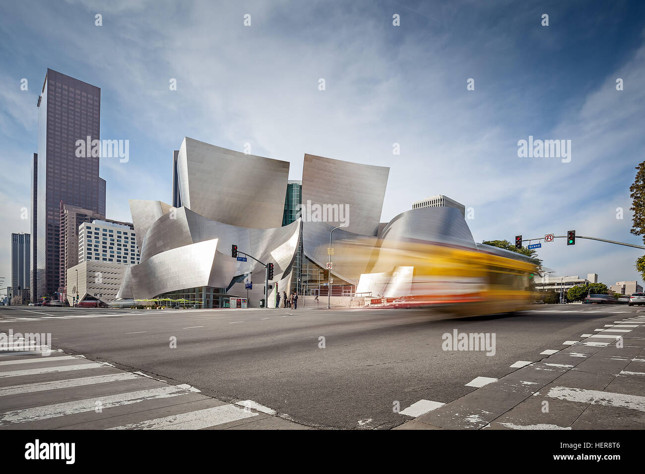 Walt Disney Concert Hall, big junction, Los Angeles Stock Photo - Alamy