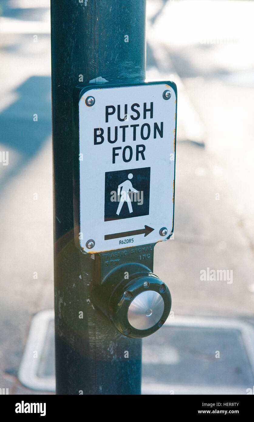 Traffic light sign, Push Botton for walking, junction Stock Photo - Alamy