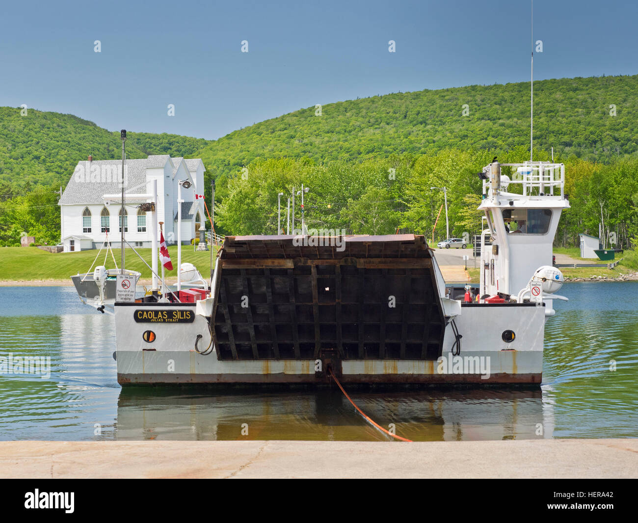 Little Narrows cable ferry, Cape Breton, Nova Scotia Stock Photo - Alamy
