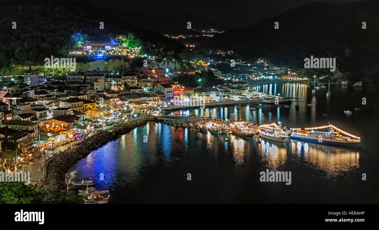 Parga by night Stock Photo - Alamy