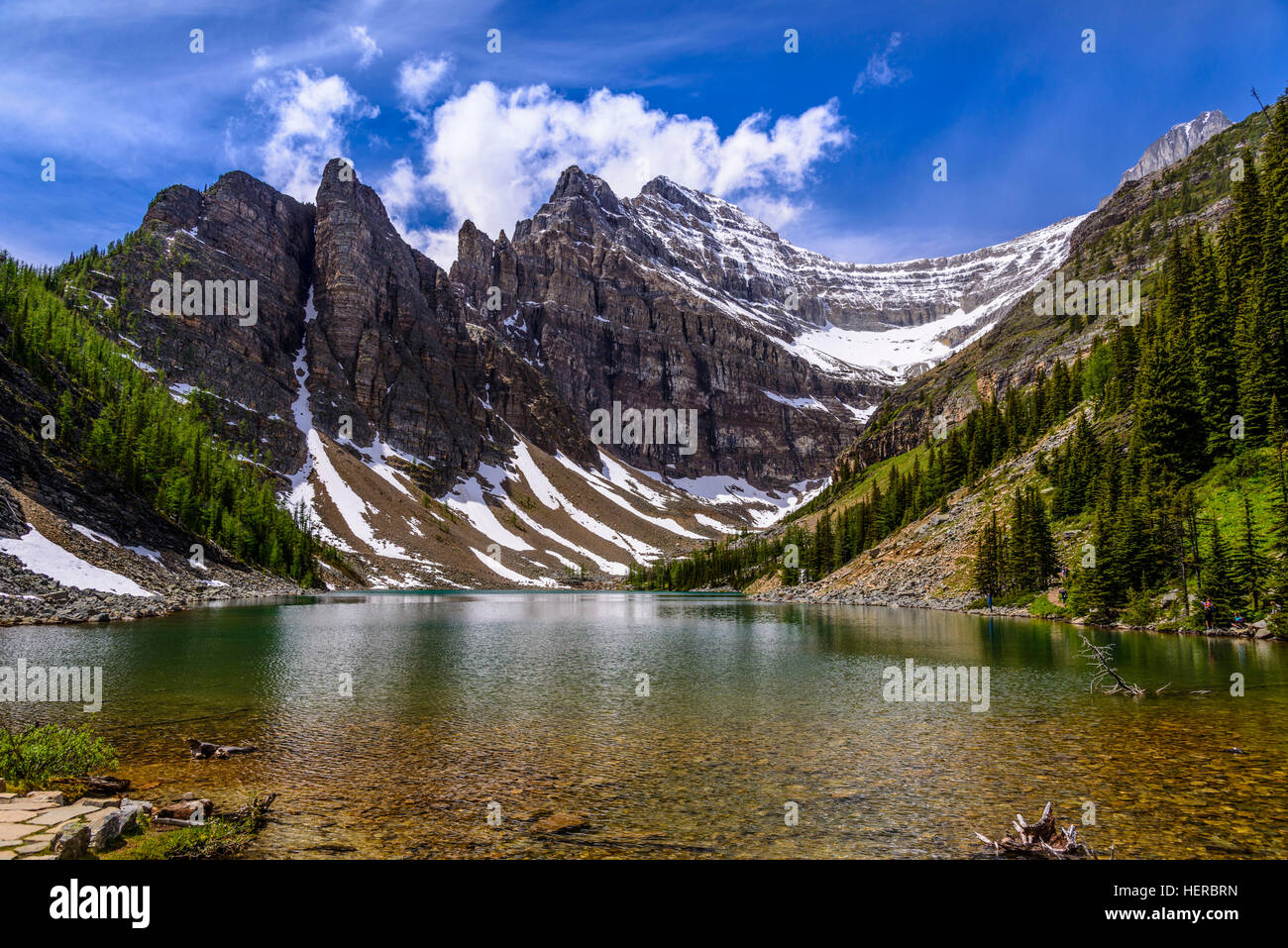 Canada, Alberta, Banff National Park, Lake Louise, Lake Agnes against ...