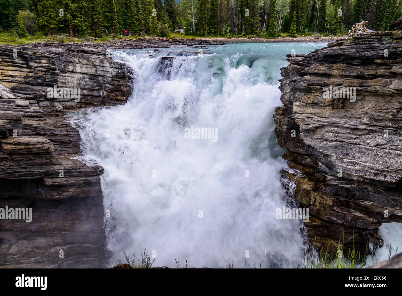 Canada, Alberta, Jasper National Park, Jasper, Icefields Parkway, Athabasca Falls Stock Photo ...