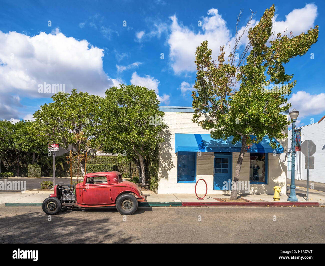 Red Deuce Coupe - California White and Blue Stock Photo - Alamy