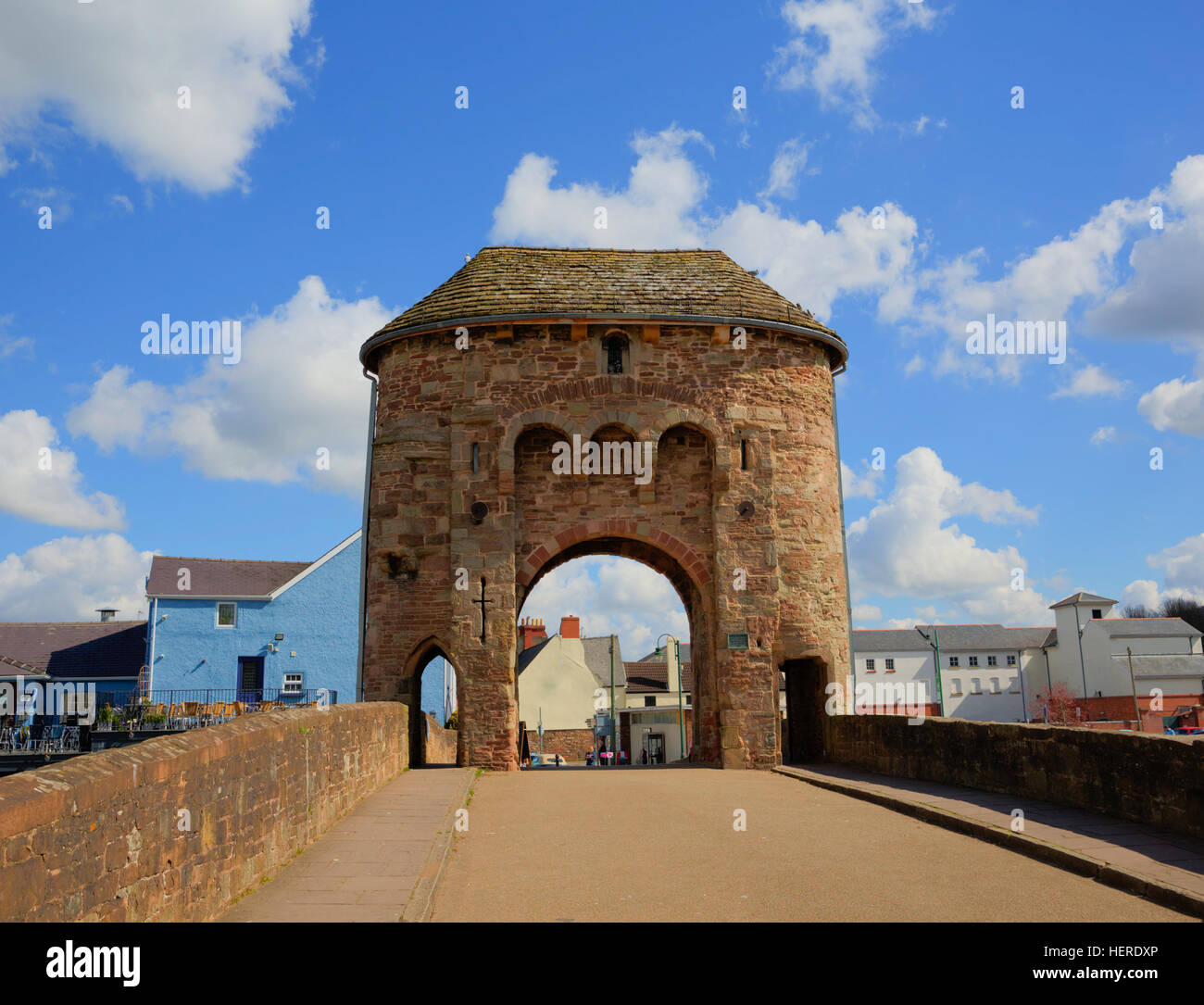 Monnow Bridge Monmouth Wales uk medieval fortified river bridge and ...