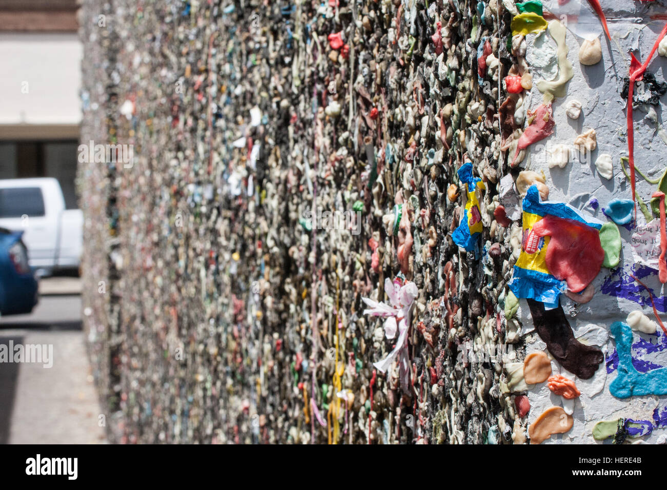 narrow path wall covered in chewing gum, Bubblegum Alley, a student ...