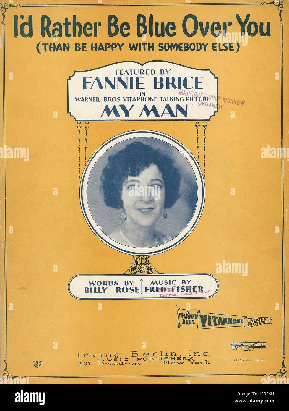 "I'd Rather Be Blue Over You (Than Be Happy with Somebody Else)" 1928 ...