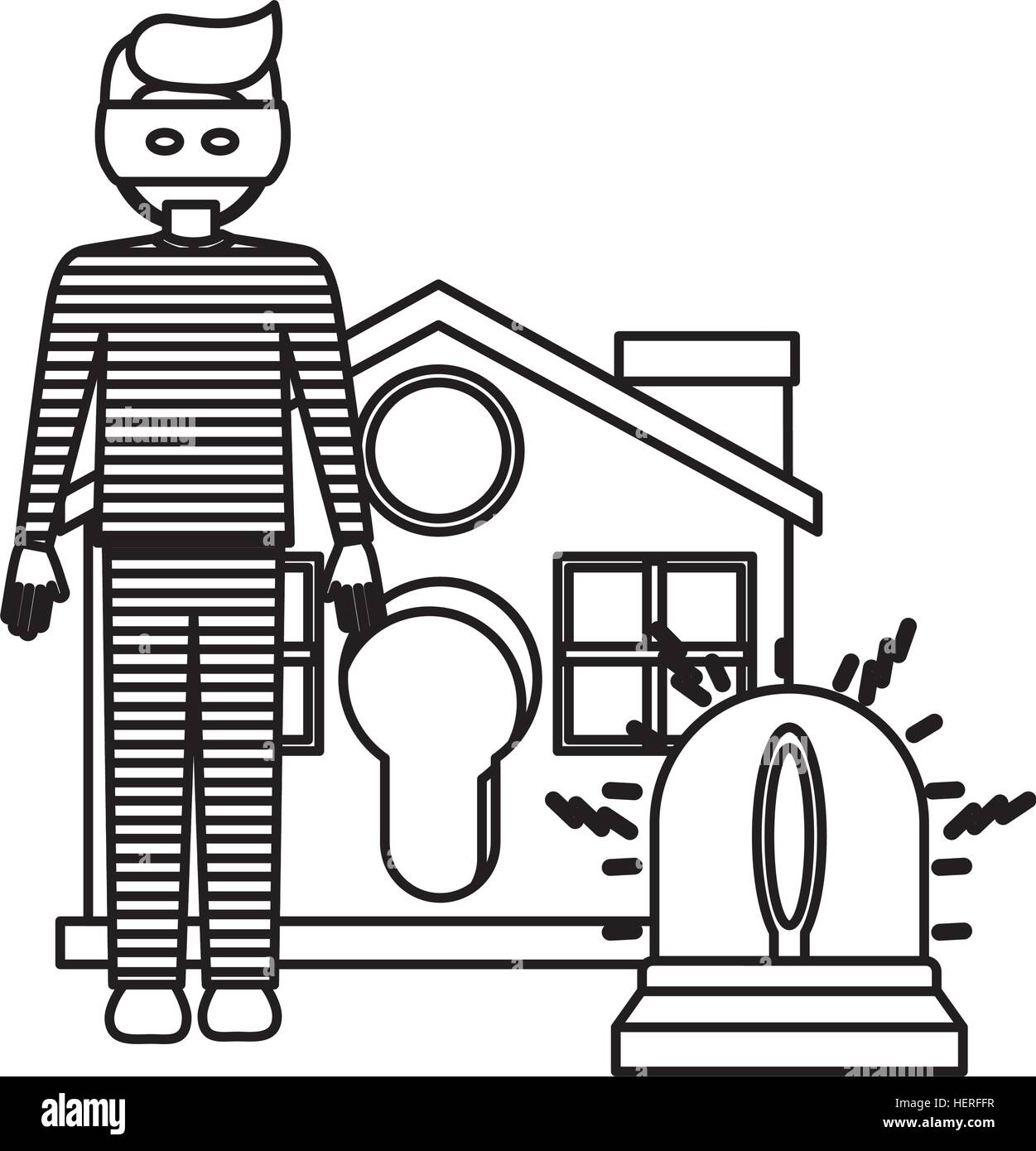 House alarm and thief icon. Insurance security protection and safety ...