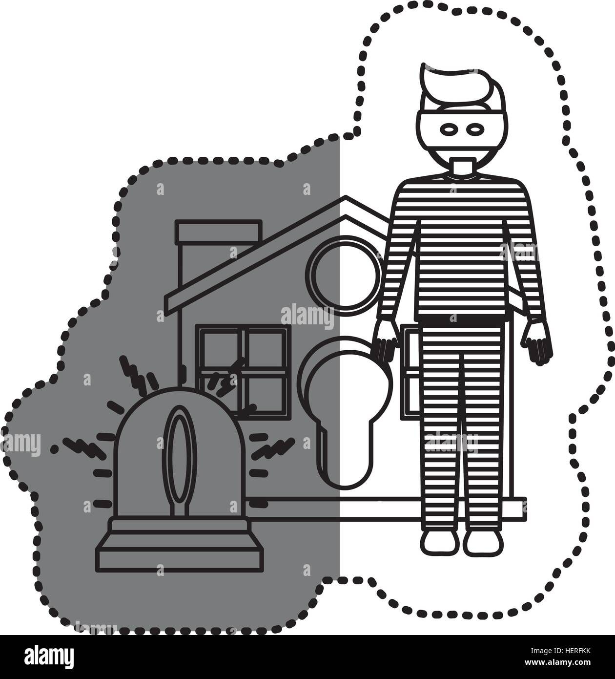 House alarm and thief icon. Insurance security protection and safety ...