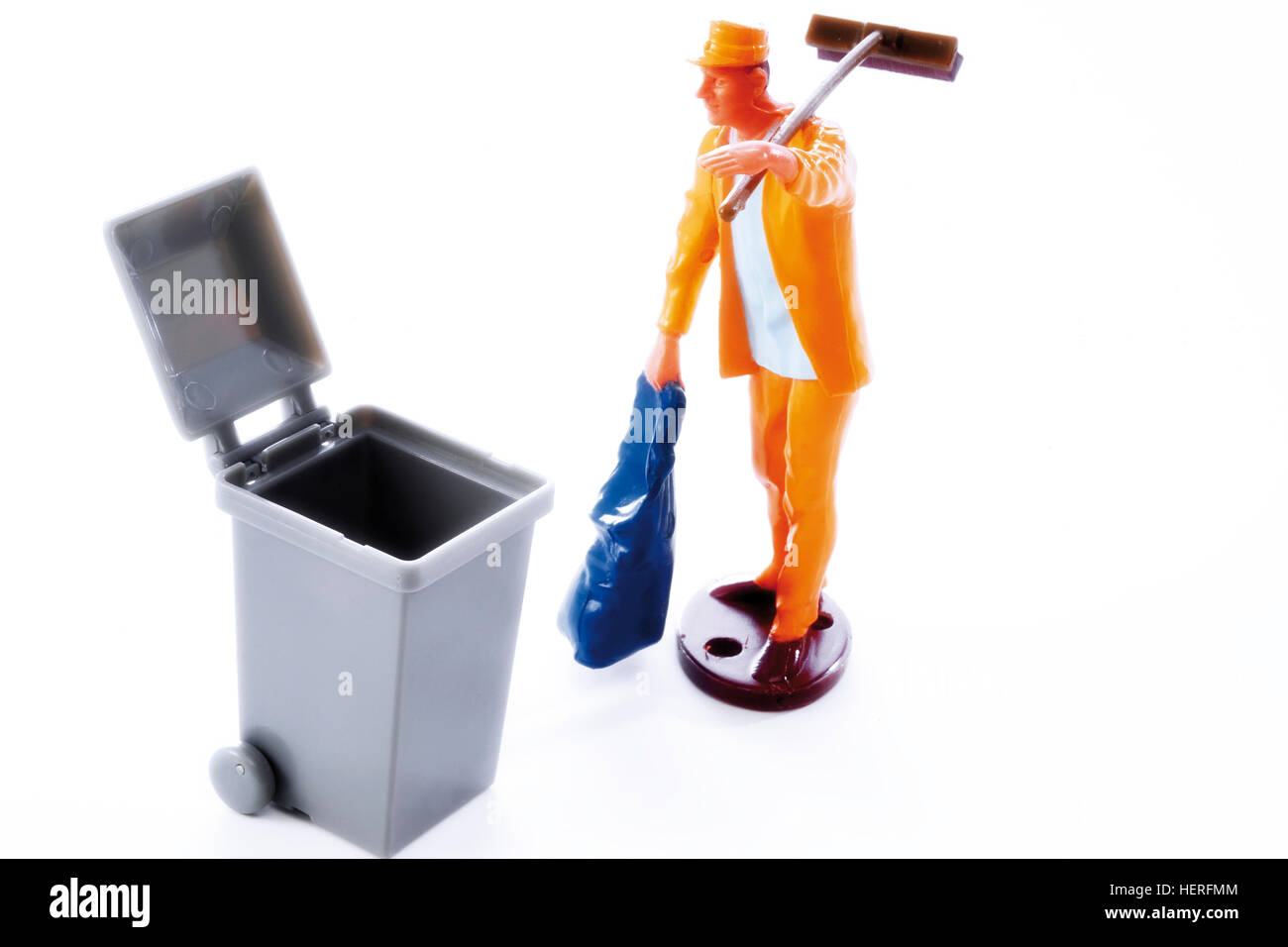 Toy garbage man and bin Stock Photo - Alamy Toy garbage man and bin Stock Photo - Alamy