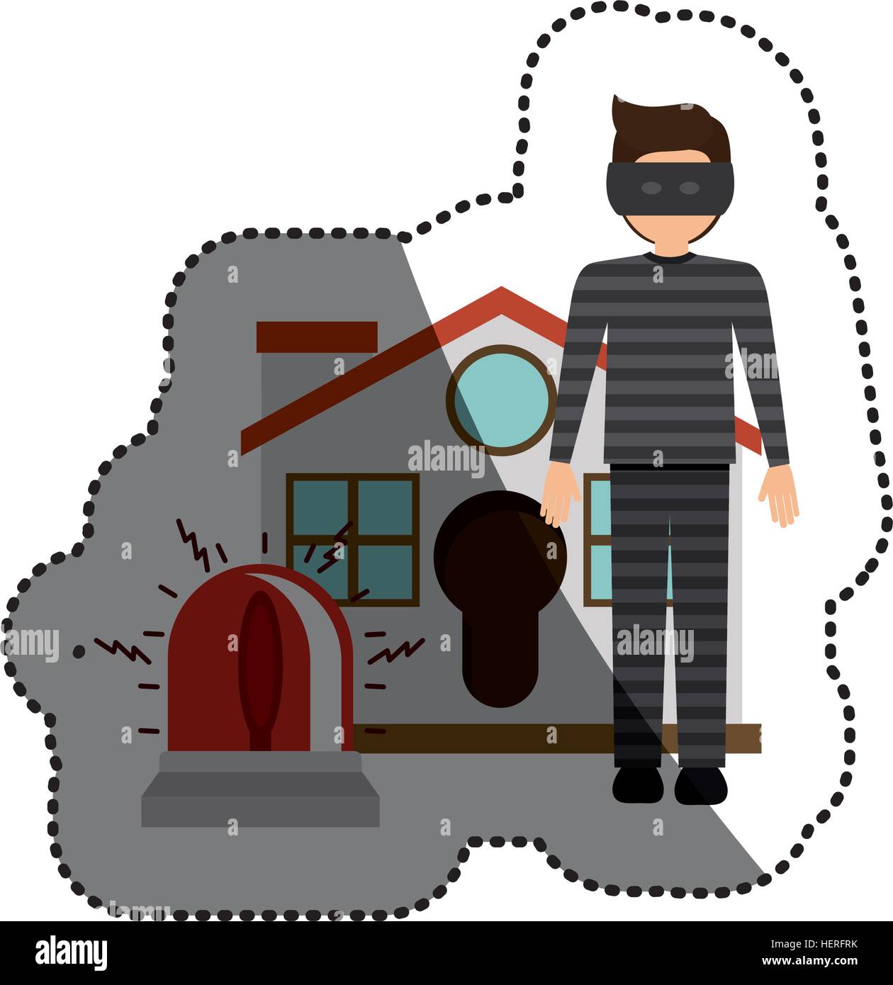 House alarm and thief icon. Insurance security protection and safety ...