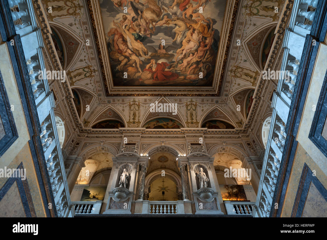 Stairwell, fresco, Museum of Natural History, opened in 1889, Vienna ...