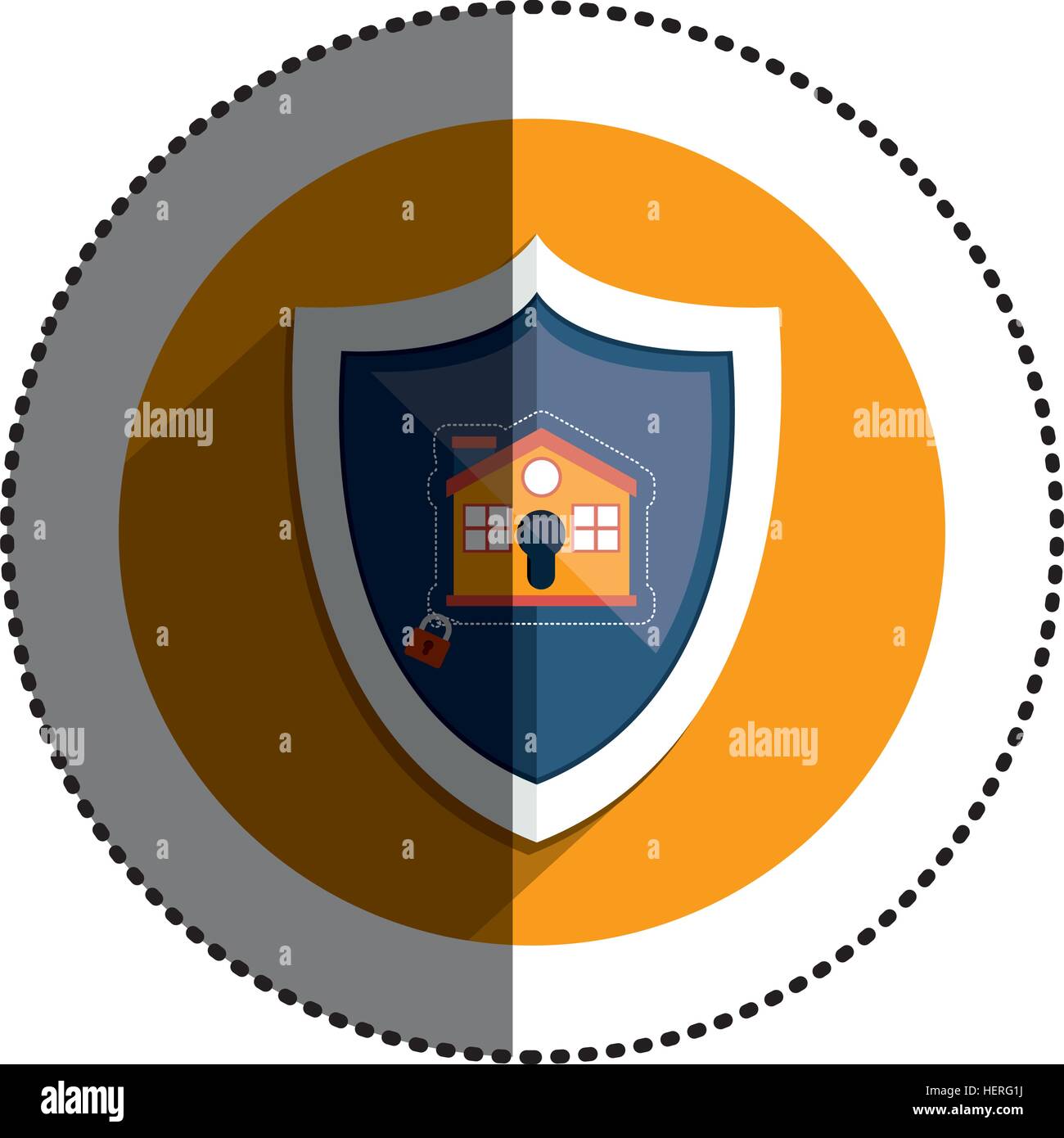 Padlock and house icon. Insurance security protection and safety theme ...