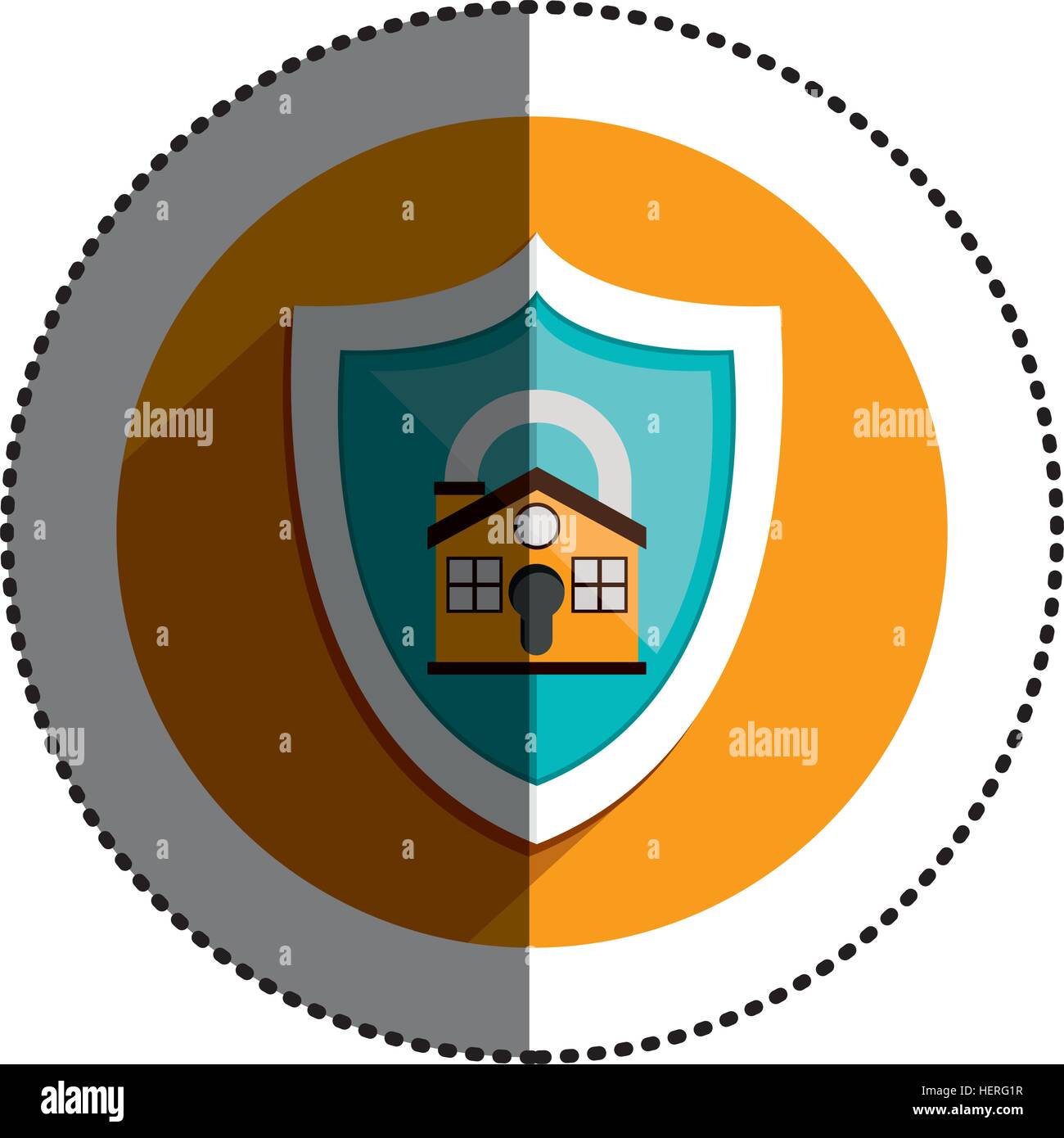Padlock and house icon. Insurance security protection and safety theme ...