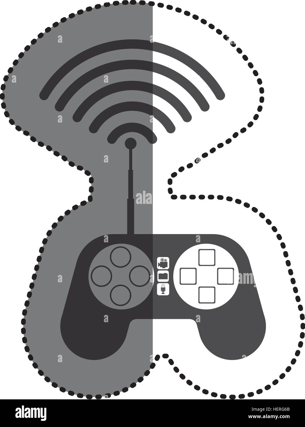 Drone control icon. Technology remote aircraft uav spy and robot theme ...