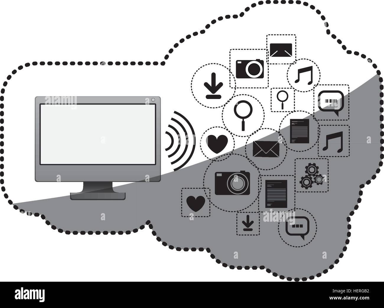Computer social media and multimedia icon set. Apps communication and ...