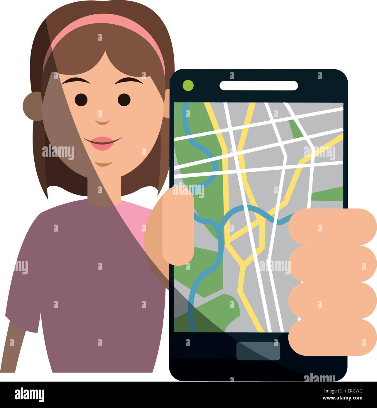 Woman and smartphone with gps app design Stock Vector Image & Art - Alamy