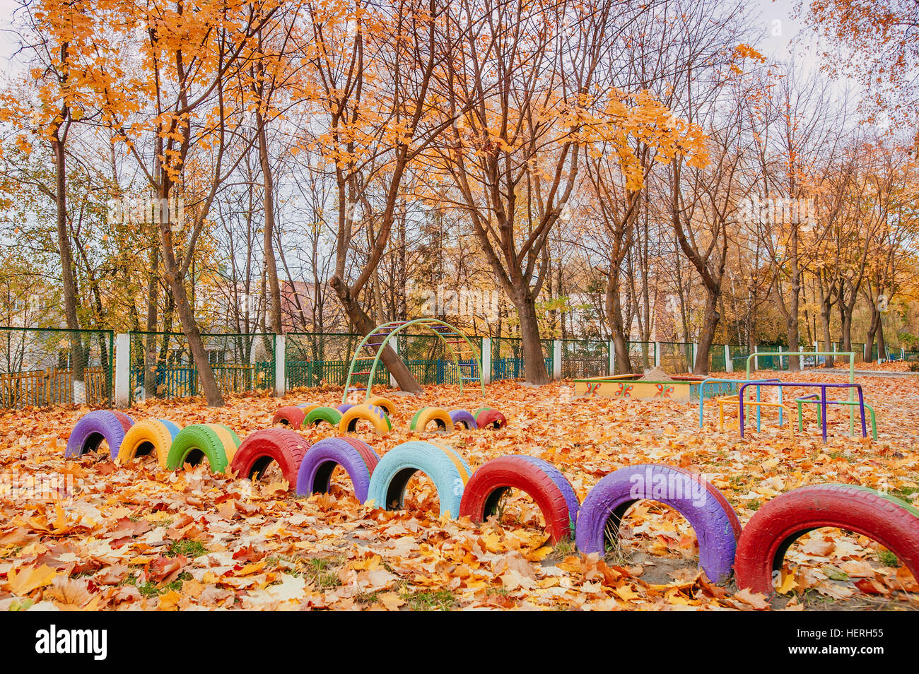 A beautiful autumn day. Playground Stock Photo - Alamy