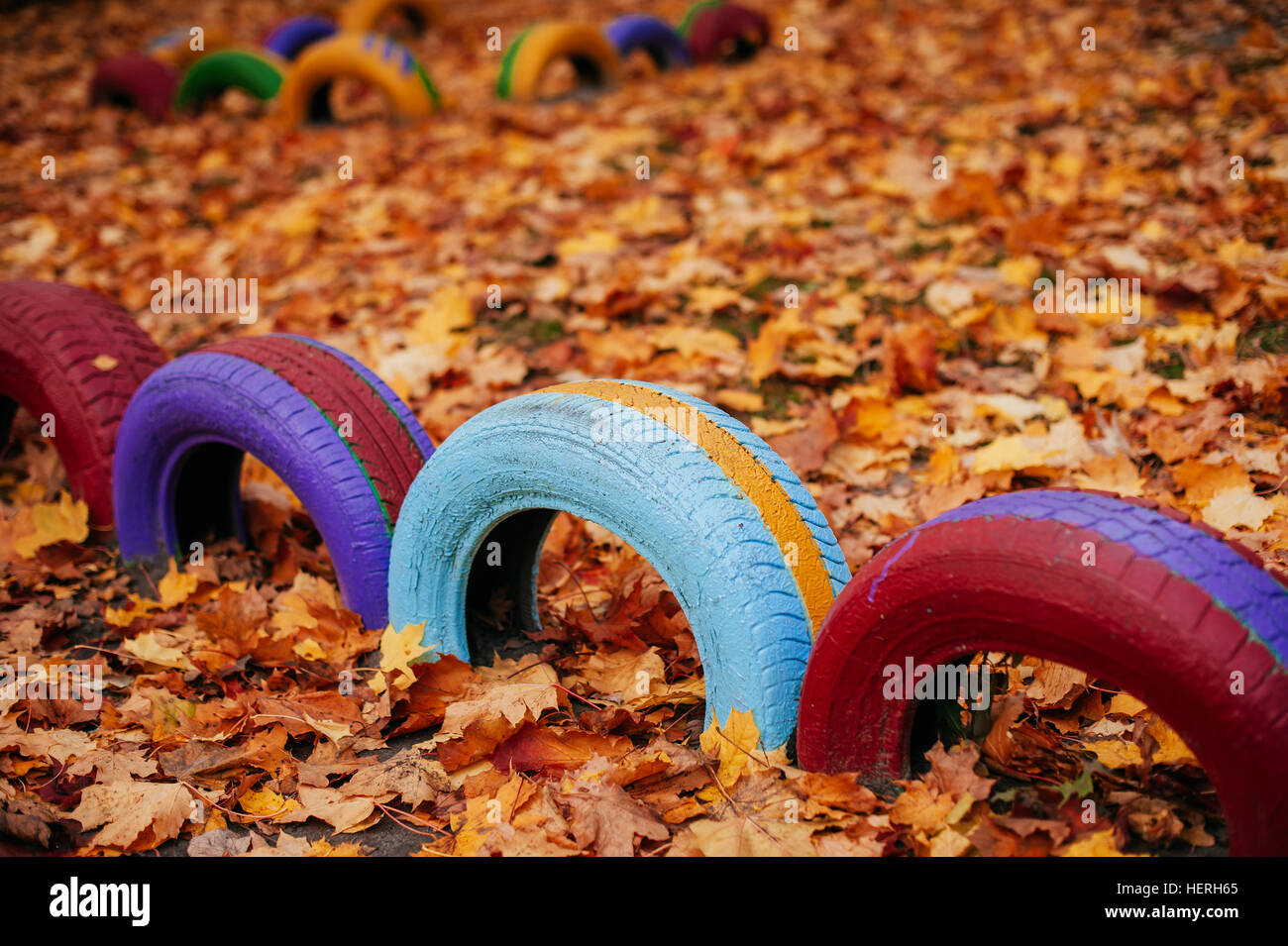 A beautiful autumn day. Playground Stock Photo - Alamy