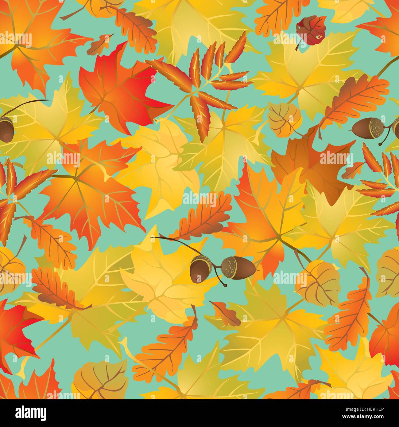 Seamless pattern with red and yellow autumn leaves. Fall season ...
