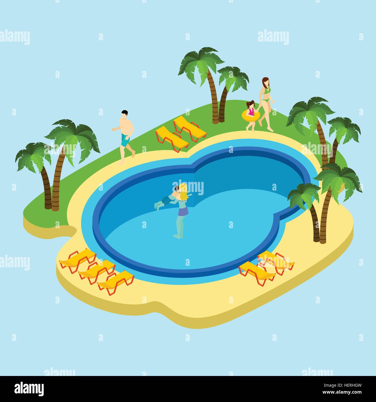 People Swimming In A Pool Drawing