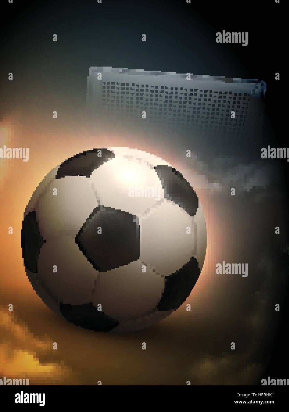 Soccer Ball And Steel Goal Background. Beautiful goal moment with ...