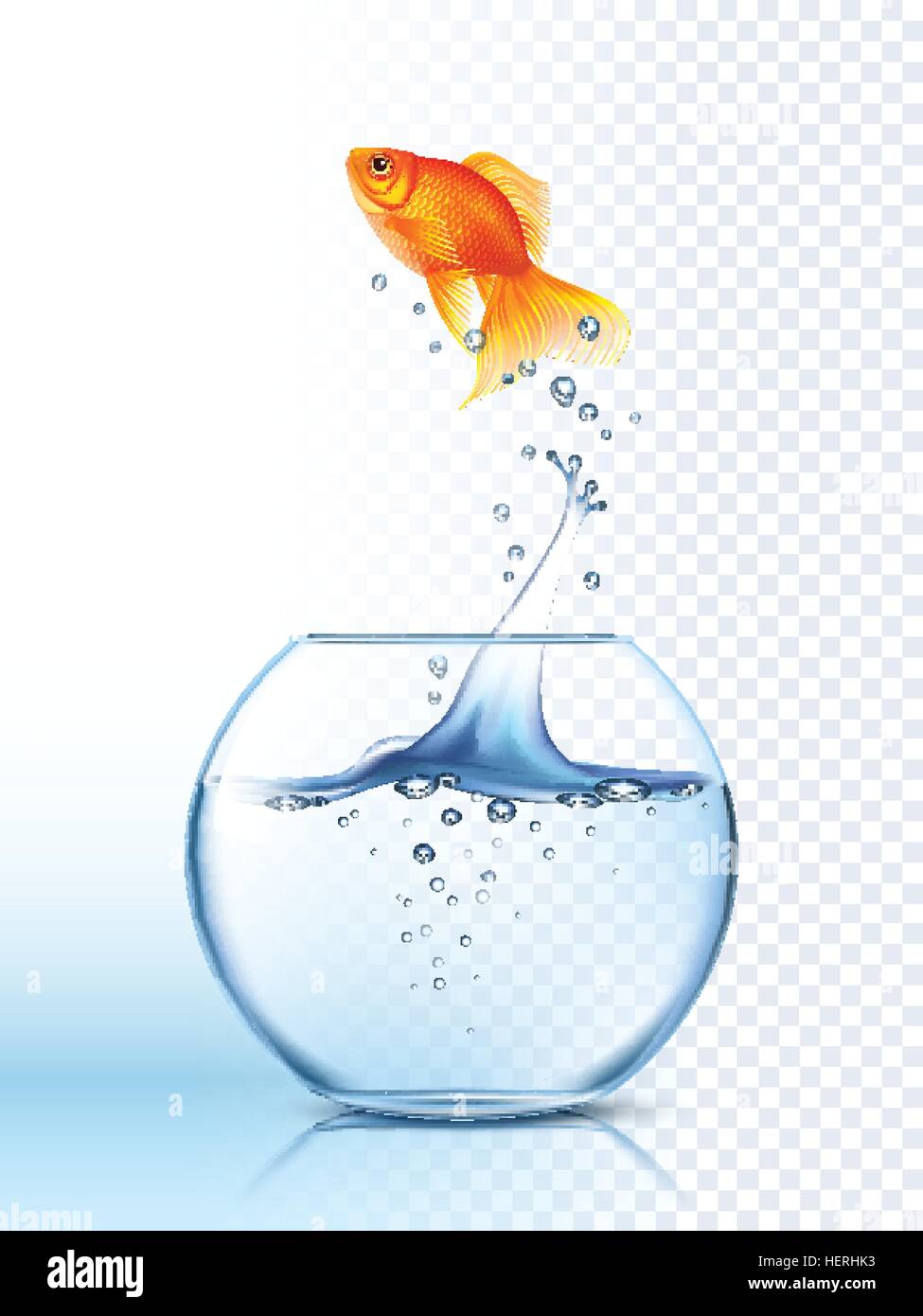 Gold fish jumping out of fish bowl Stock Vector Images - Alamy