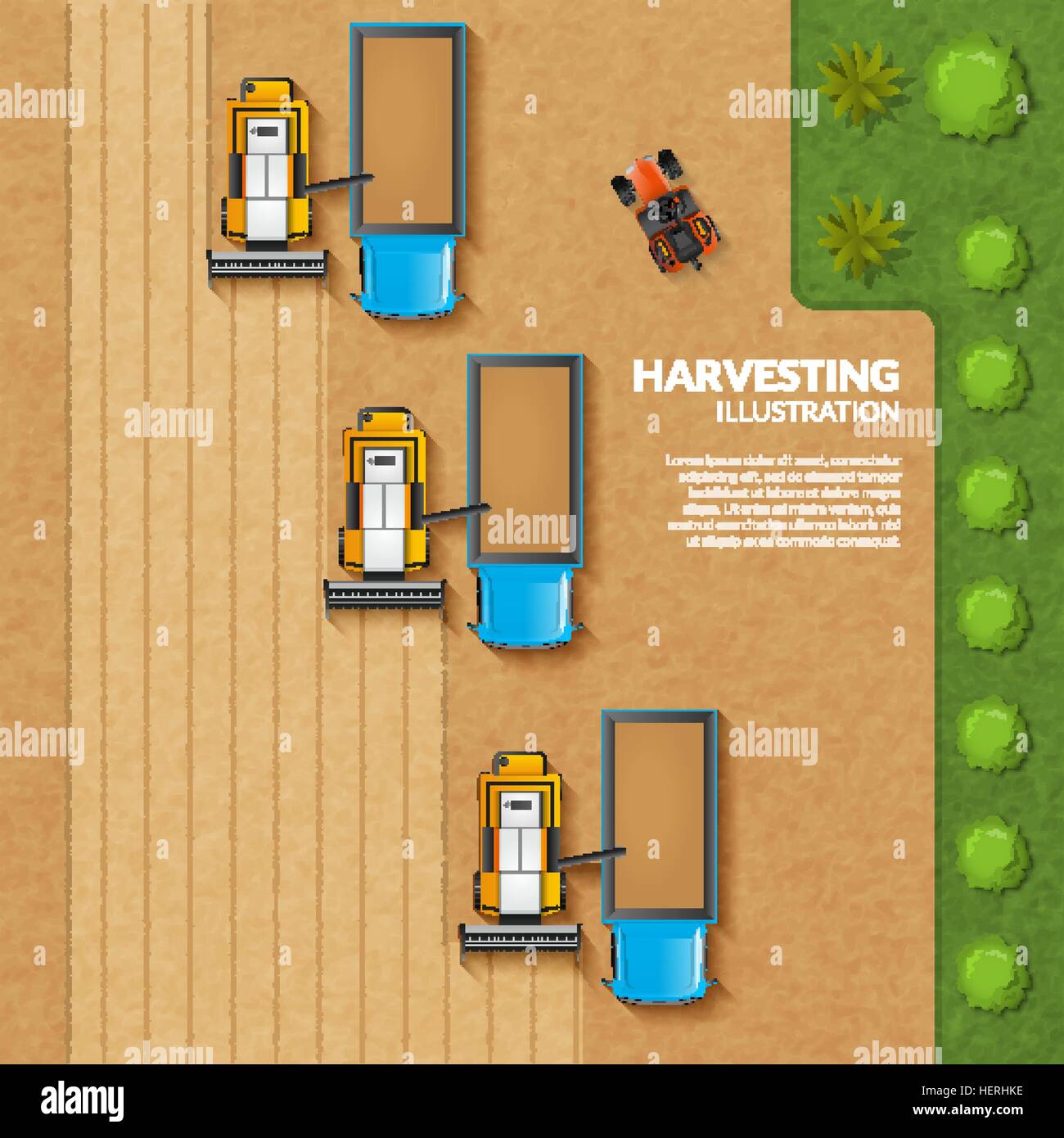 Harvesting top view illustration. Harvesting concept with top view ...