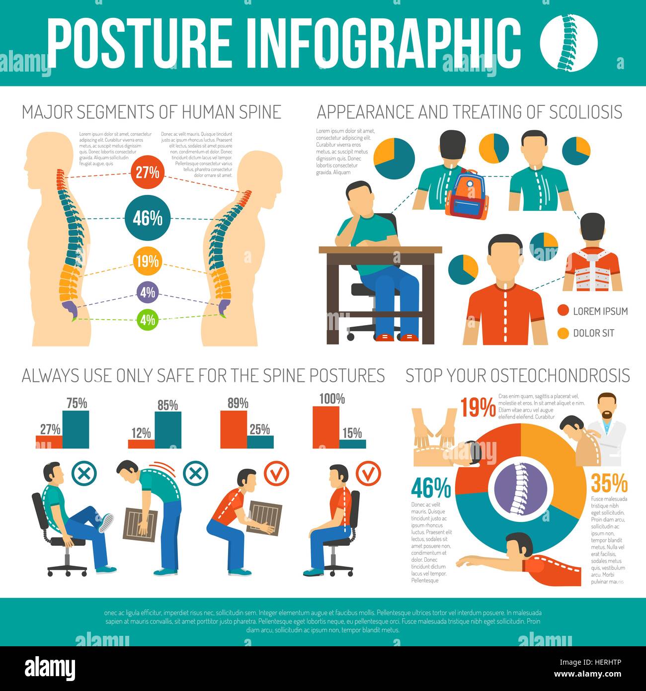 Posture Infographics Layout. Posture infographics layout with major ...