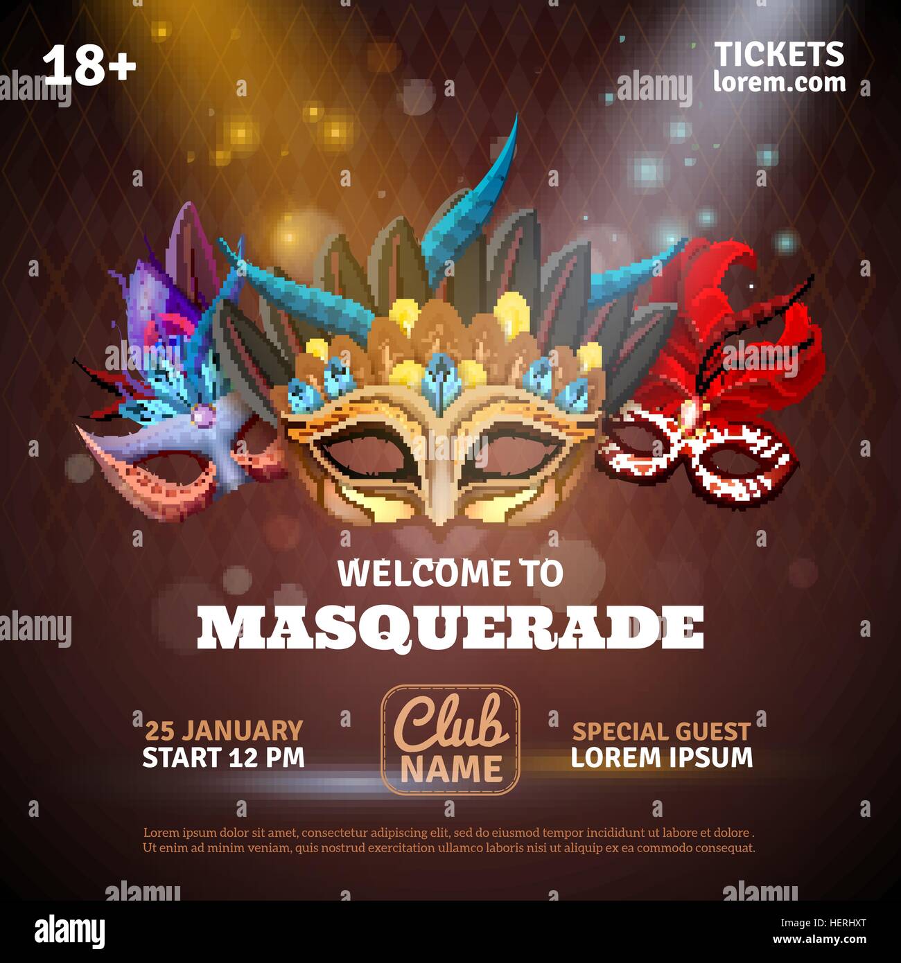 Masquerade Realistic Poster. Masquerade realistic poster with party ...