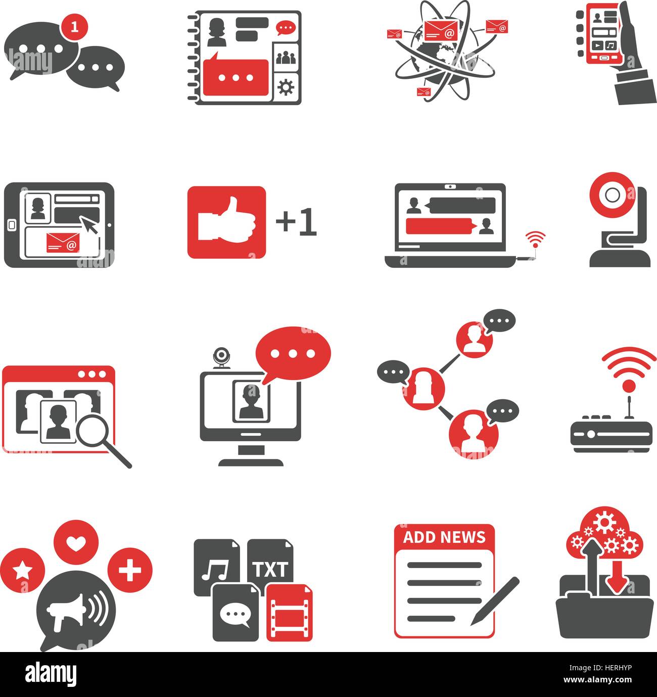Social Network Red Black Icons Set . Social network red black icons set ...