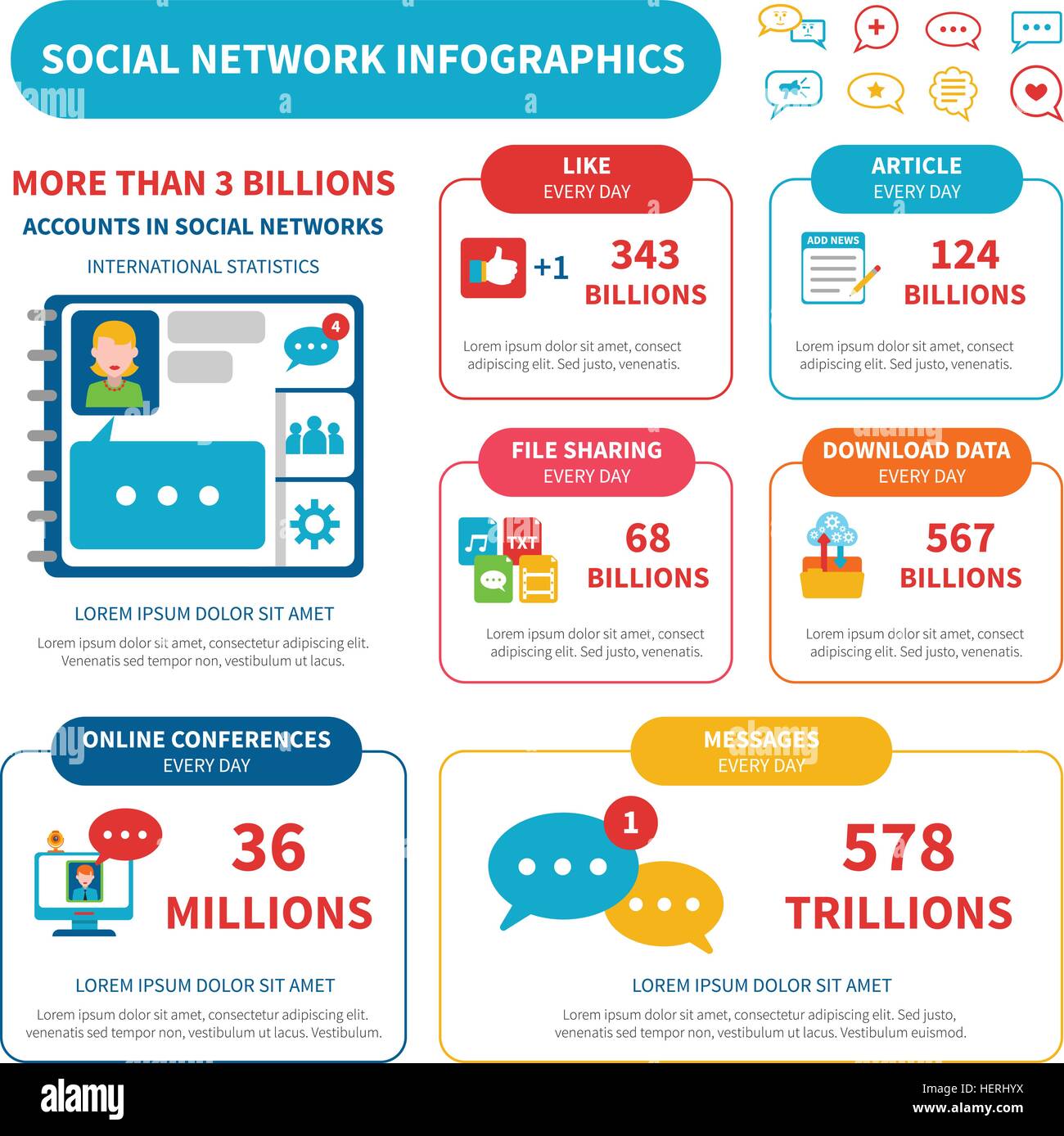 Social Network Infographic Set . Social network infographic set with ...
