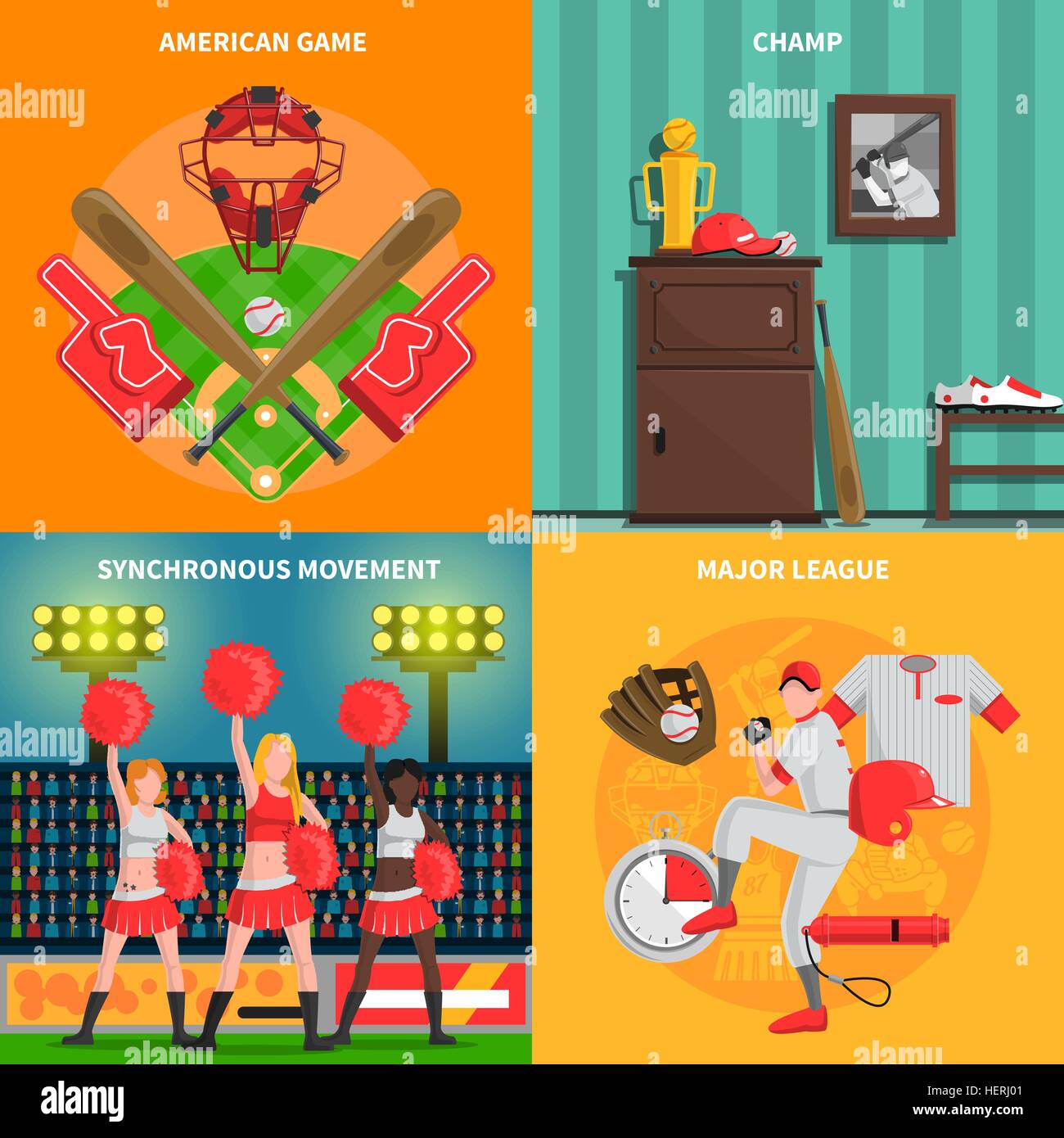 Baseball concept set. Baseball design concept set with game players and ...