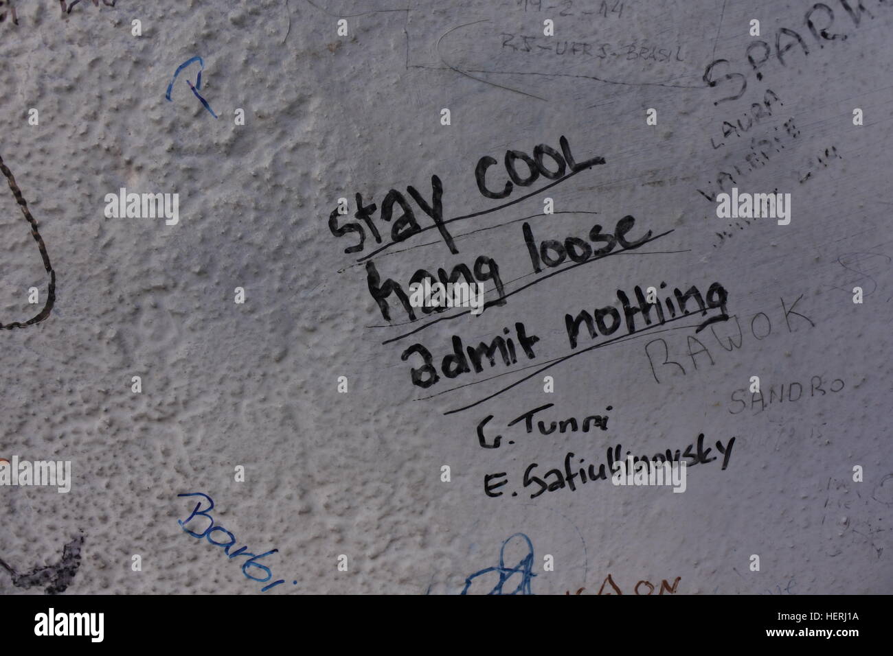 art writing on berlin wall germany east side gallery Stock Photo - Alamy