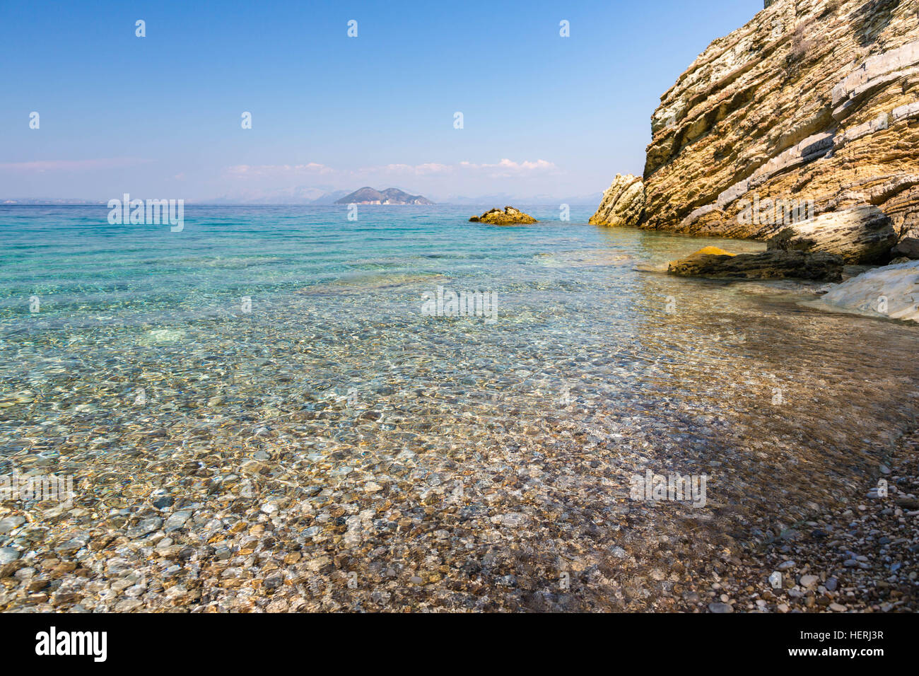 Empty beach, Ithaki, Greece Stock Photo - Alamy