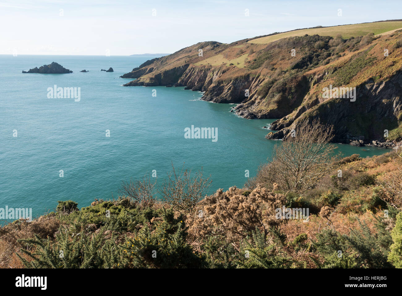 South Devon coastline between Brixham and Dartmouth, near Colyton ...