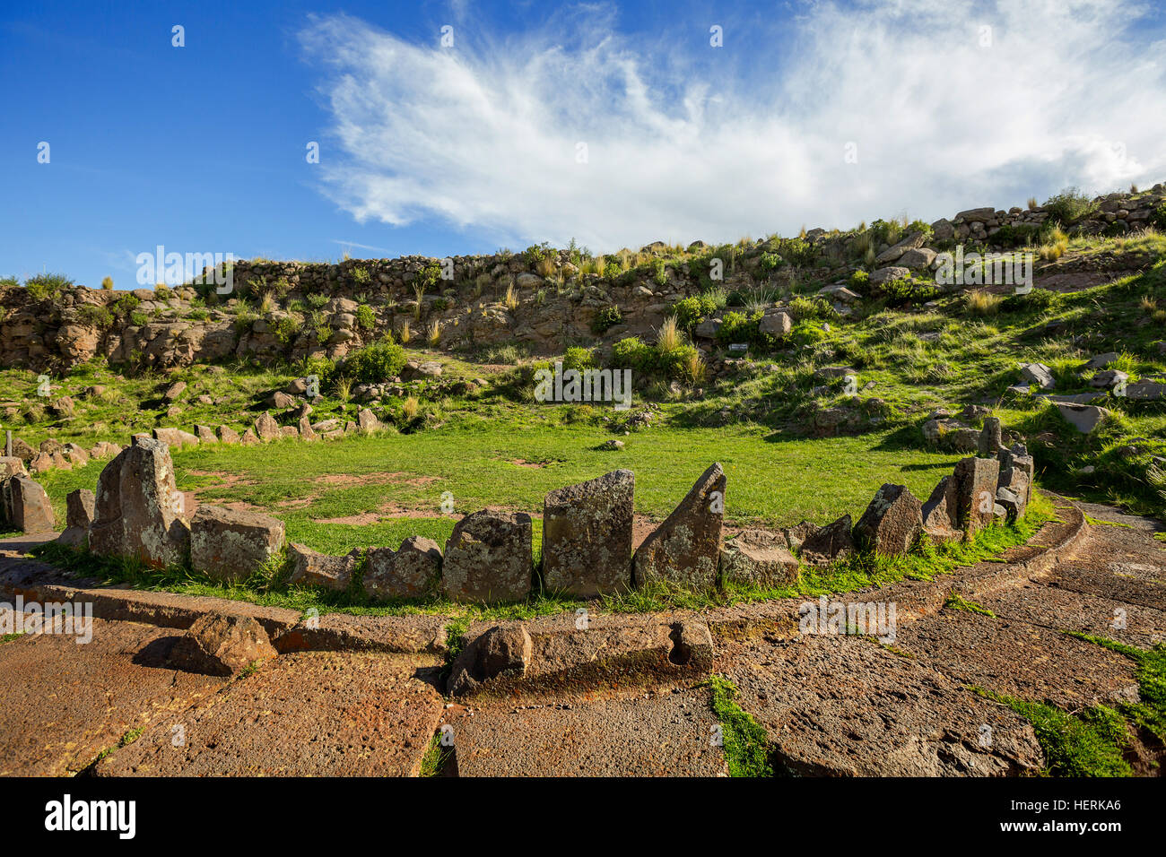 Intiwatana stone, Sillustani, Puno, Peru Stock Photo - Alamy
