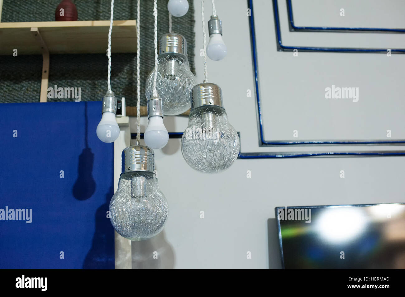 beautiful interior decor of light bulbs Stock Photo - Alamy