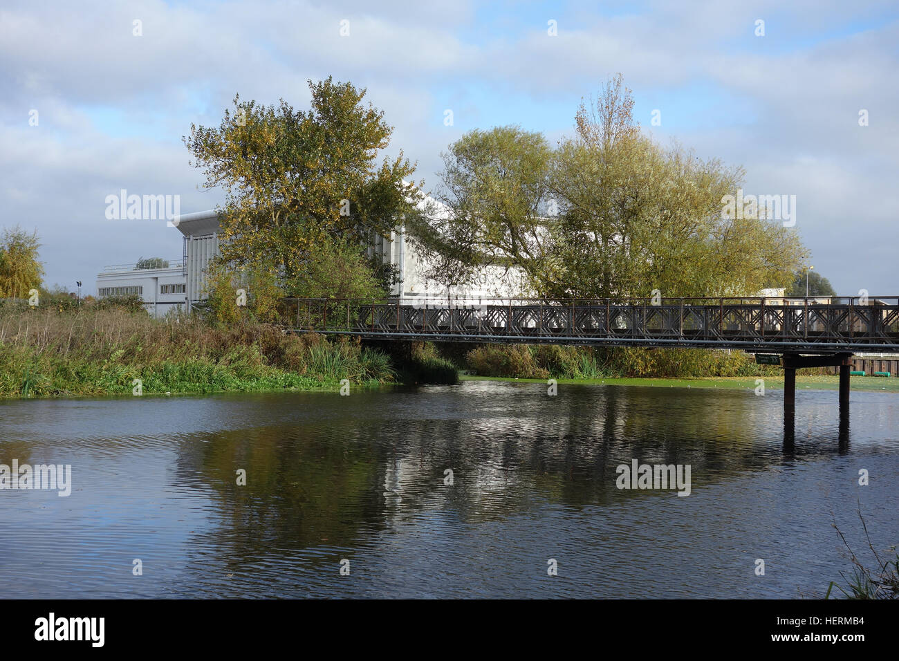 Essex Record Office and footbridge across River Chelmer in Chelmsord ...