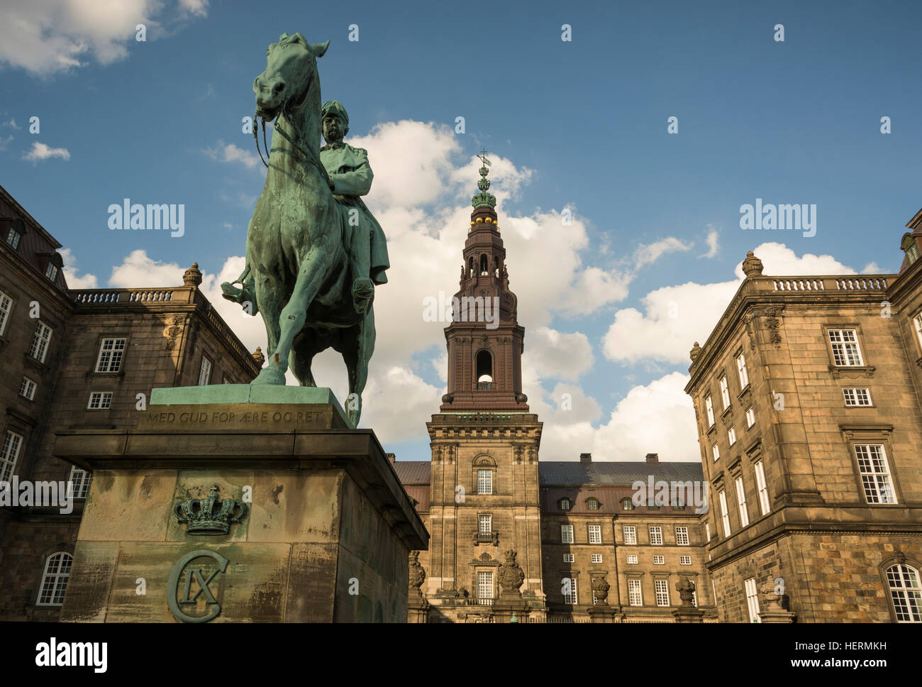 Statue of Absalon, founder of the city of Copenhagen, in Hojbro Plads ...