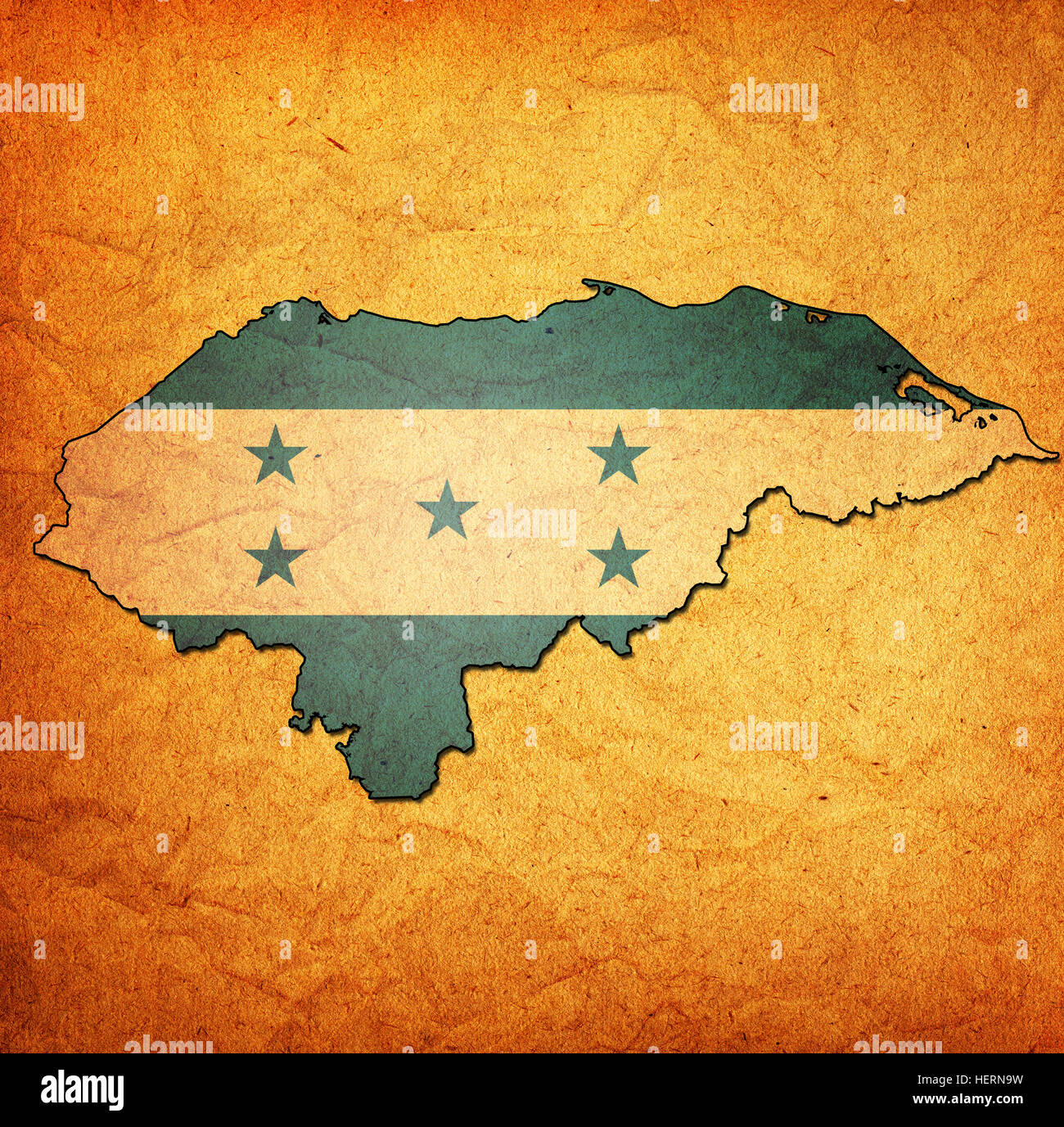 map with flag of honduras with national borders Stock Photo - Alamy
