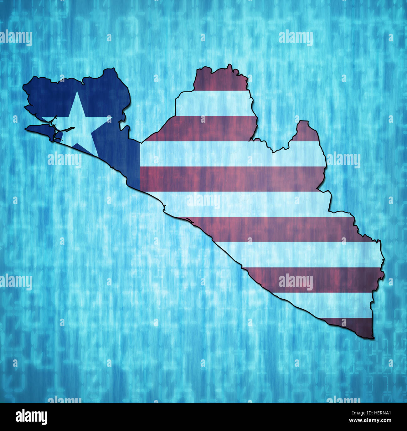 map with flag of liberia with national borders Stock Photo - Alamy