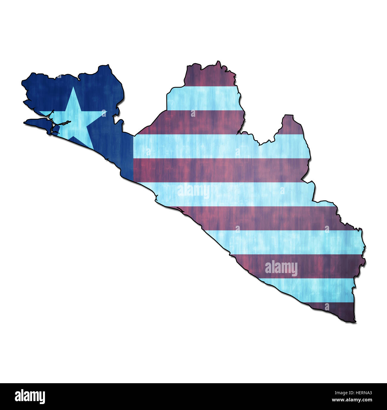 map with flag of liberia with national borders Stock Photo - Alamy
